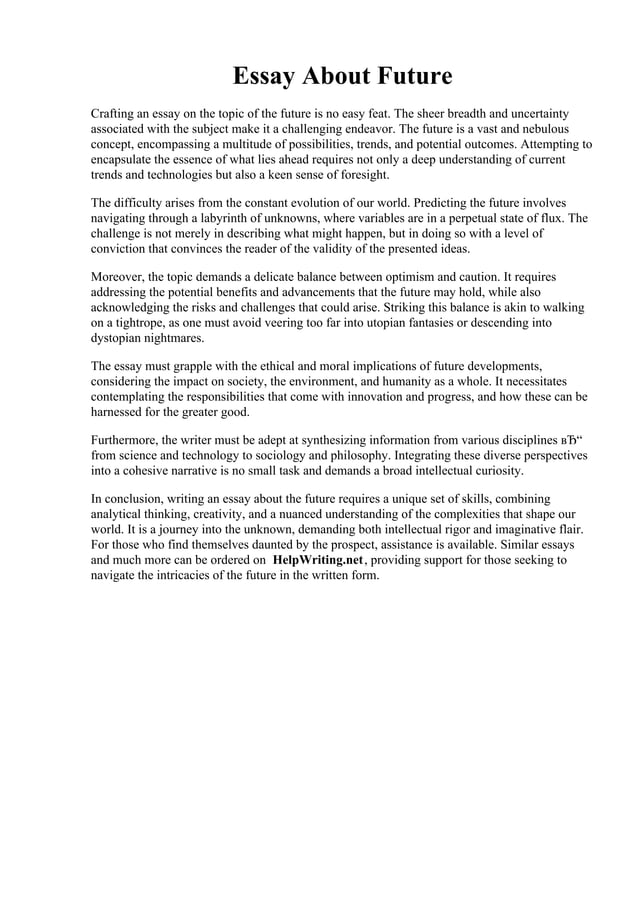 Essay About Future | PDF