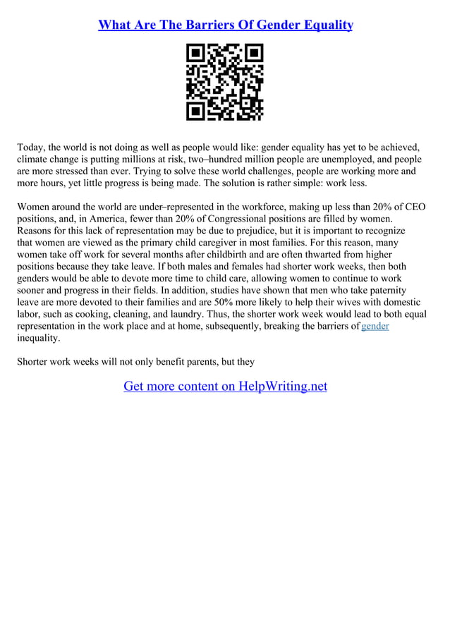 Essay About Gender Equality | PDF