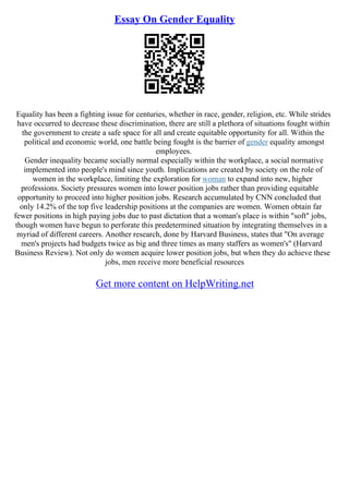 Essay About Gender Equality | PDF