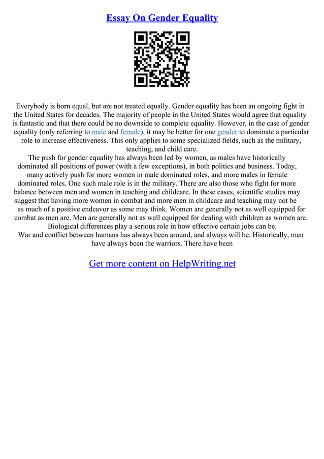 Essay About Gender Equality | PDF