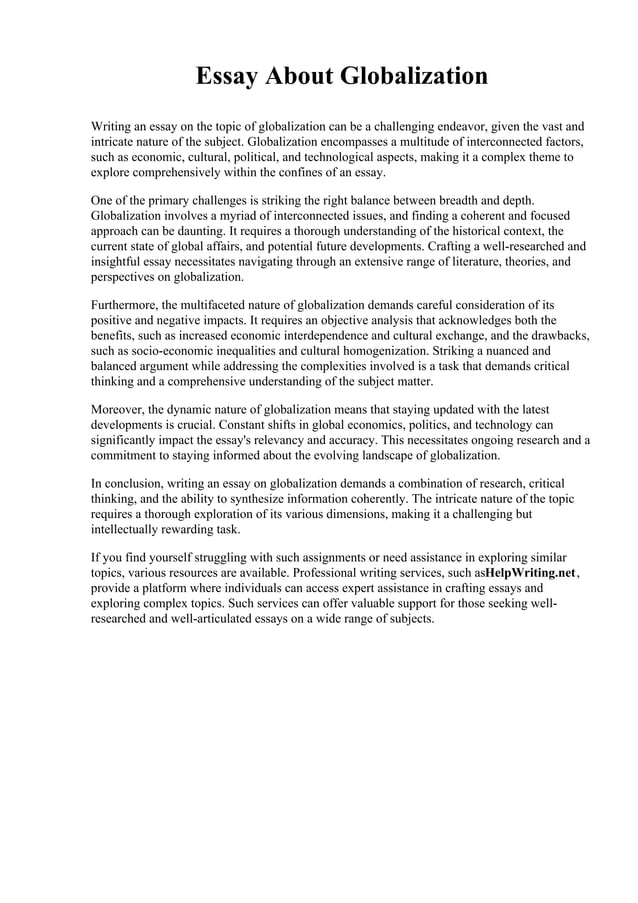 Essay About Globalization.pdf | Education