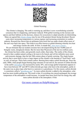 Essay About Global Warming | PDF