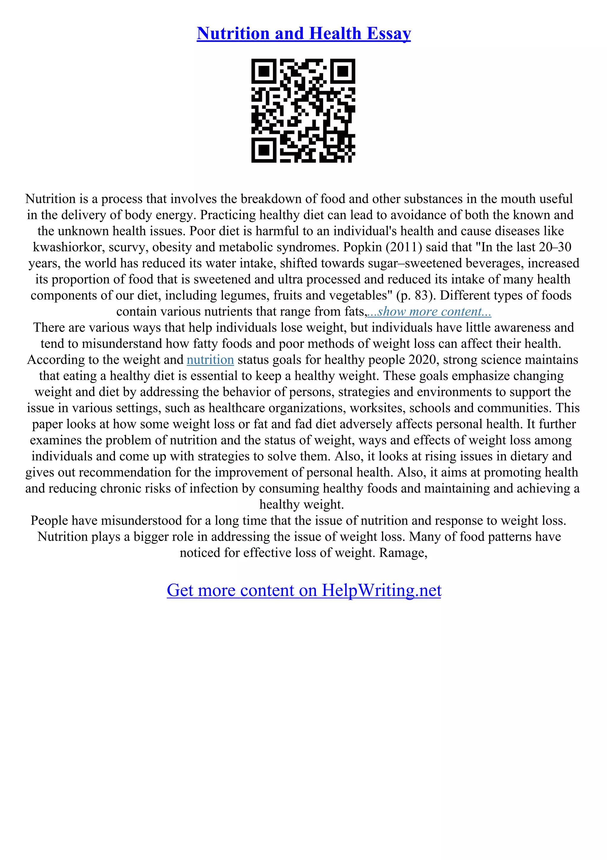 Essay About Good Health | PDF