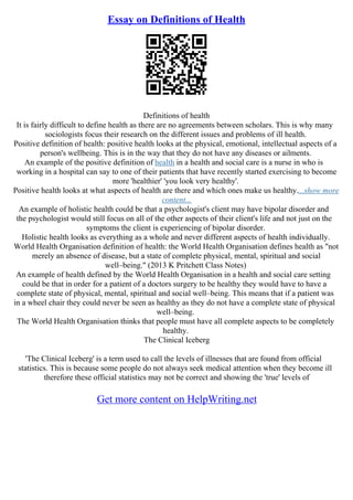 Essay About Good Health | PDF