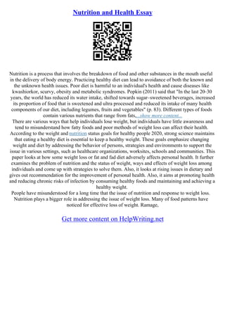 Essay About Good Health | PDF