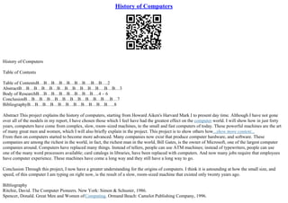 Essay About History Of The Computer | PDF