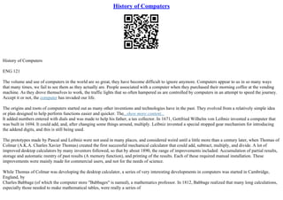 Essay About History Of The Computer | PDF