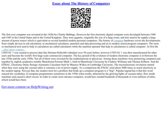 Essay About History Of The Computer | PDF