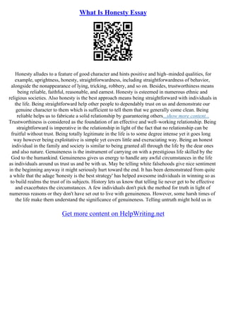 Essay About Honesty | PDF