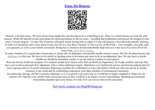 Essay About Honesty | PPT