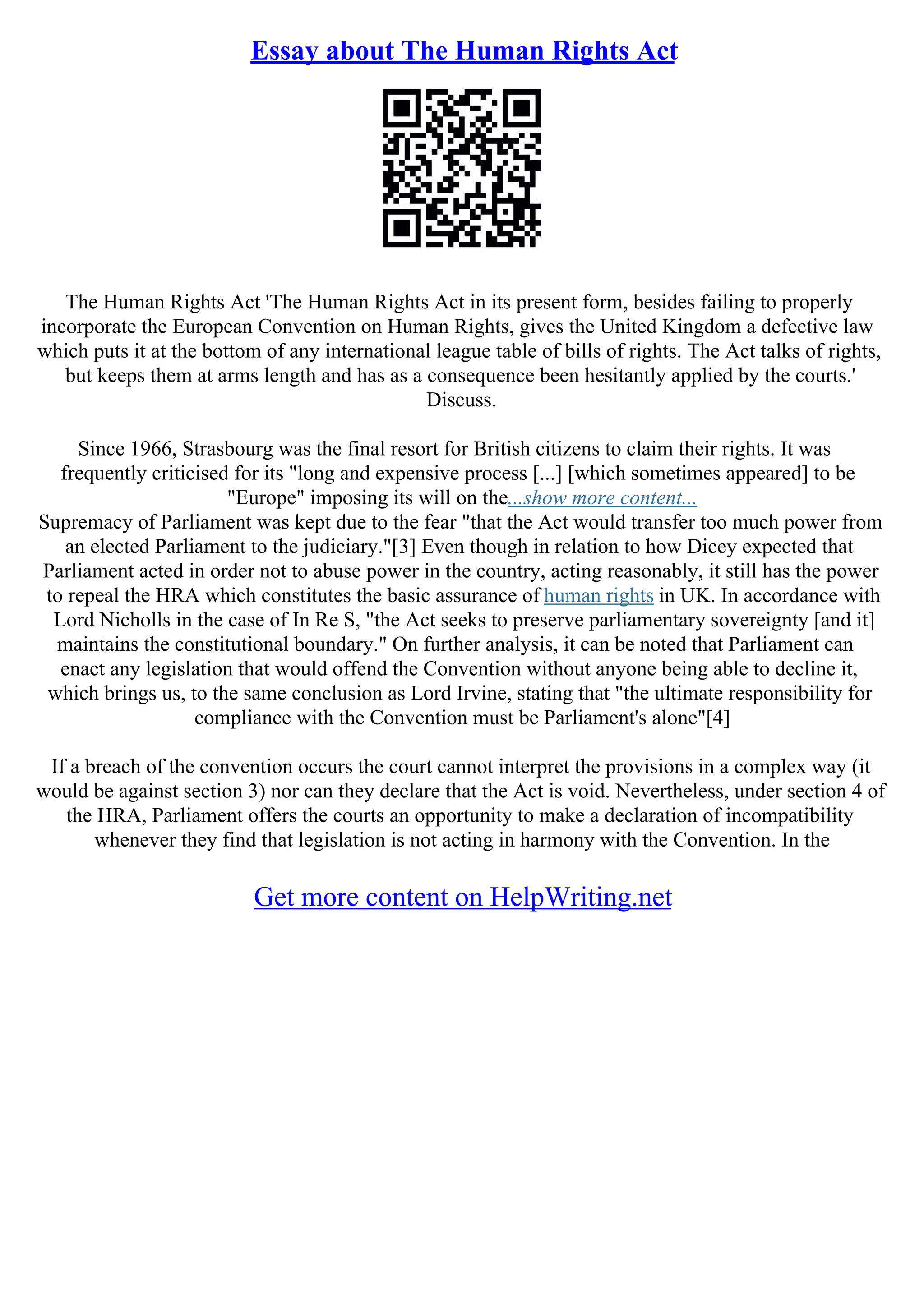 Essay About Human Rights | PDF