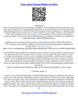 Essay About Human Rights | PDF