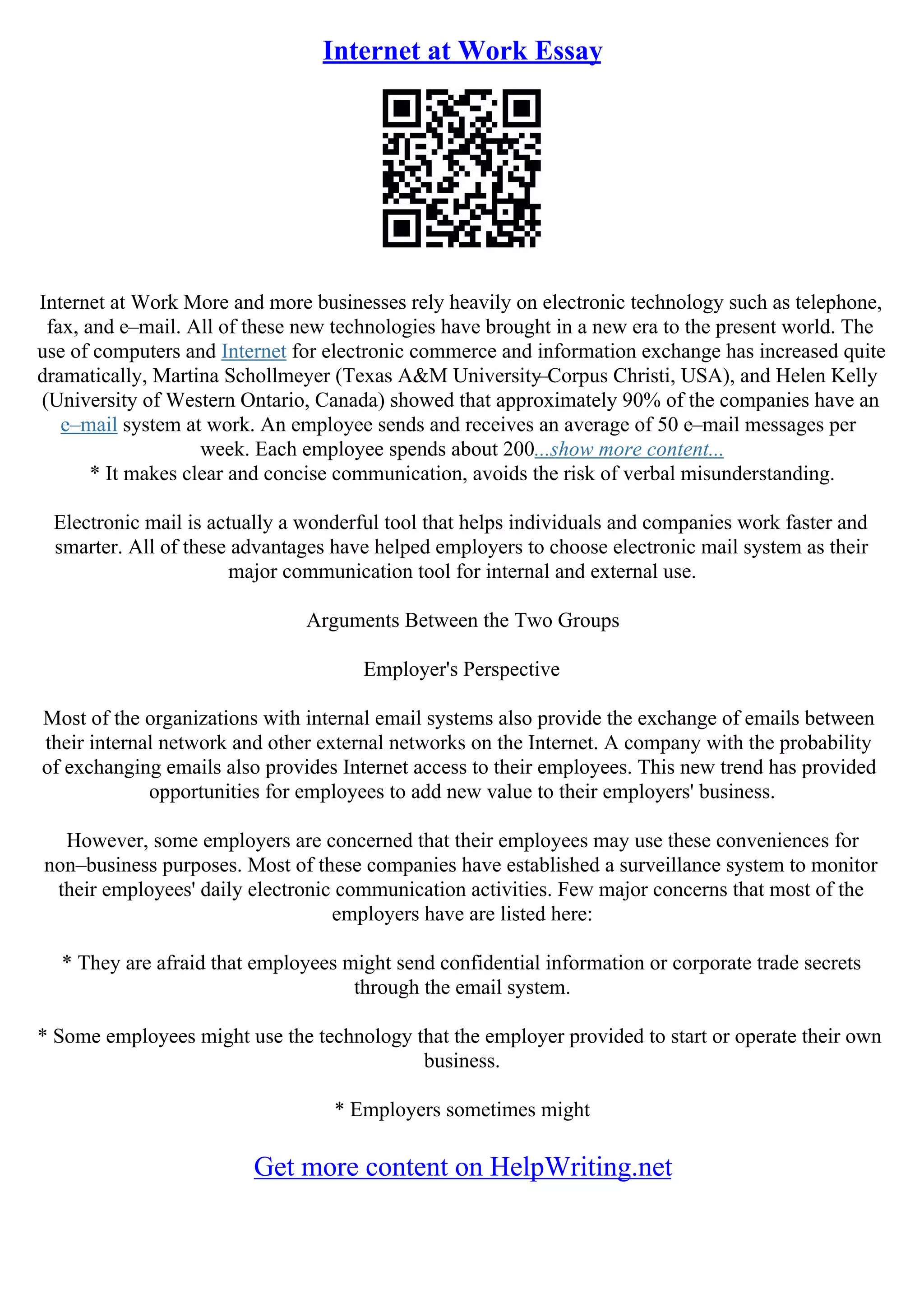 Essay About Internet | PDF