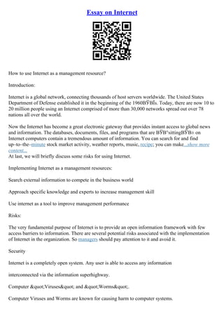 Essay About Internet | PDF