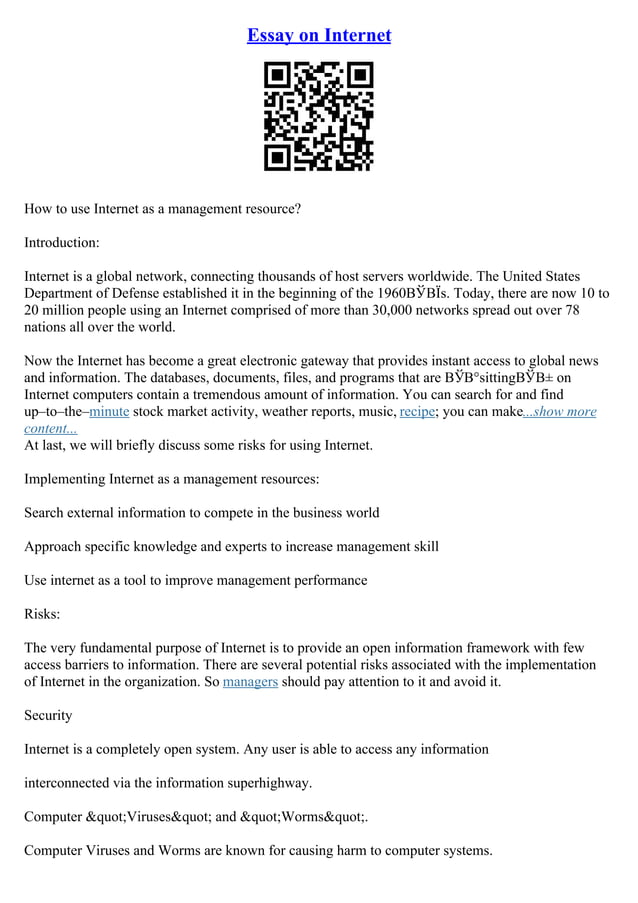 Essay About Internet | PDF