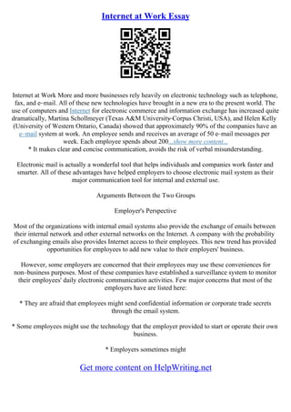 Essay About Internet | PDF