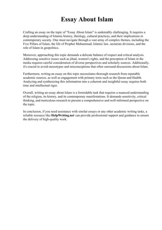 Essay About Islam. Savannah Technical College | PDF