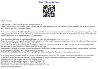 Essay About Jfk Was A Great President | PDF | Celebrity Families | Pop ...