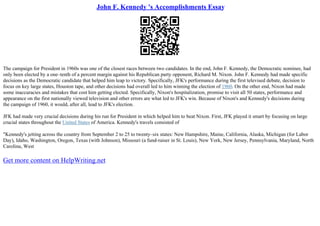 Essay About Jfk Was A Great President | PPT