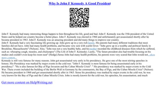 Essay About Jfk Was A Great President | PPT