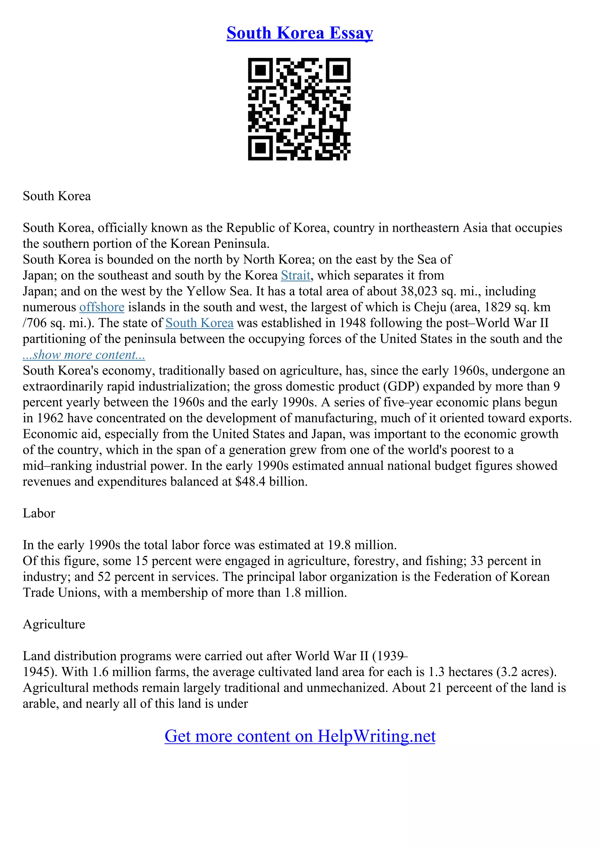 Essay About Korea | PDF