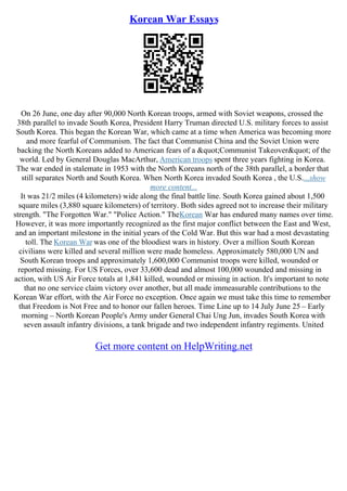 Essay About Korea | PDF