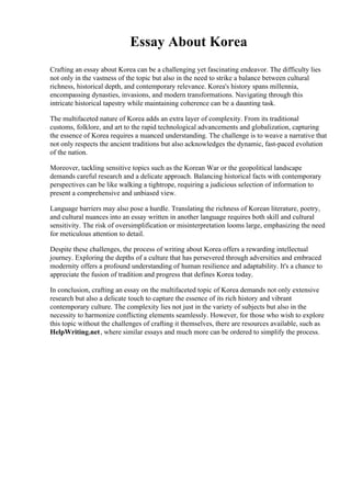 Essay About Korea. The University of Texas Health Science Center at San ...
