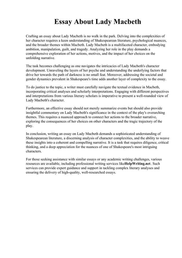 Essay About Lady Macbeth.pdf | Fiction | Books and Literature