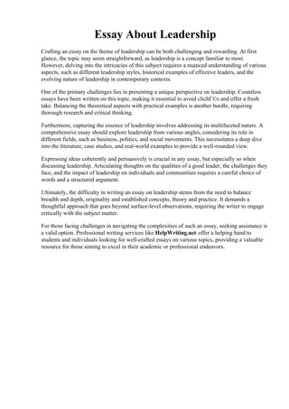 Essay About Leadership | PDF