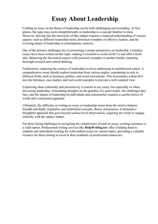 Essay About Leadership | PDF