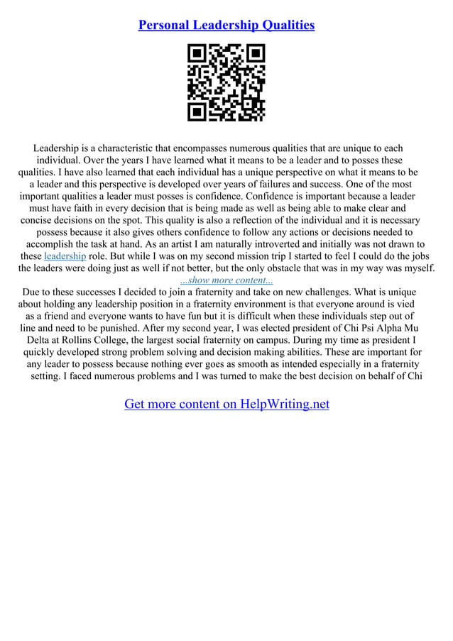 Essay About Leadership Qualities | PDF
