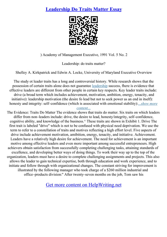Essay About Leadership Qualities | PDF