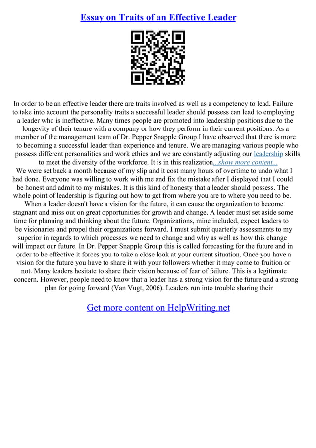 Essay About Leadership Qualities | PDF