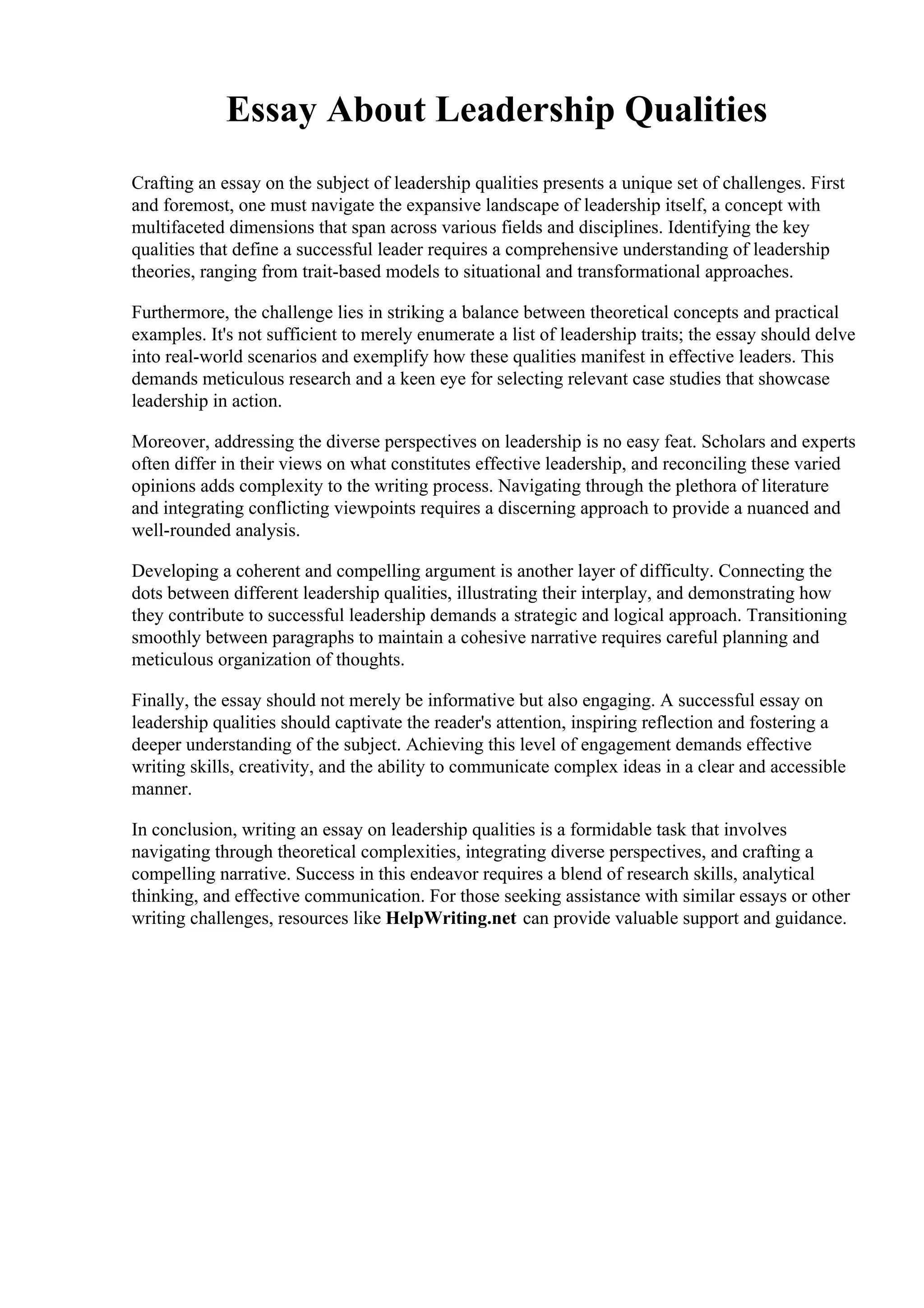 Essay About Leadership Qualities. Quantic School of Business and ...