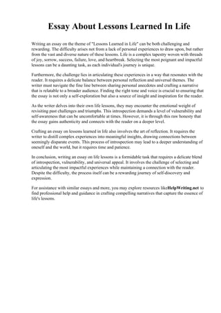 Essay About Lessons Learned In Life.pdf