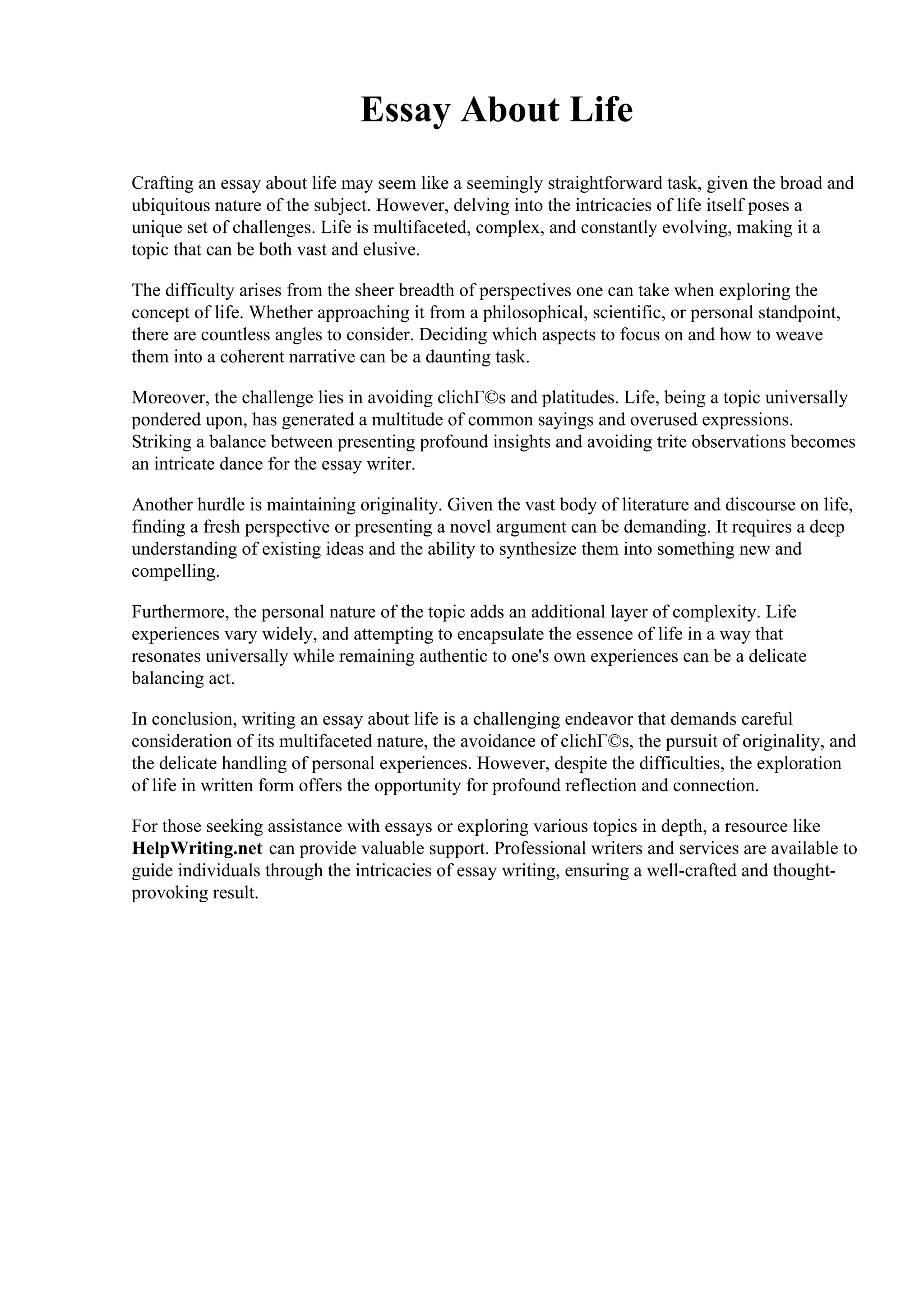 Essay About Life. Caribbean Medical University | PDF