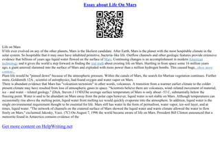 Essay About Life On Mars | PDF