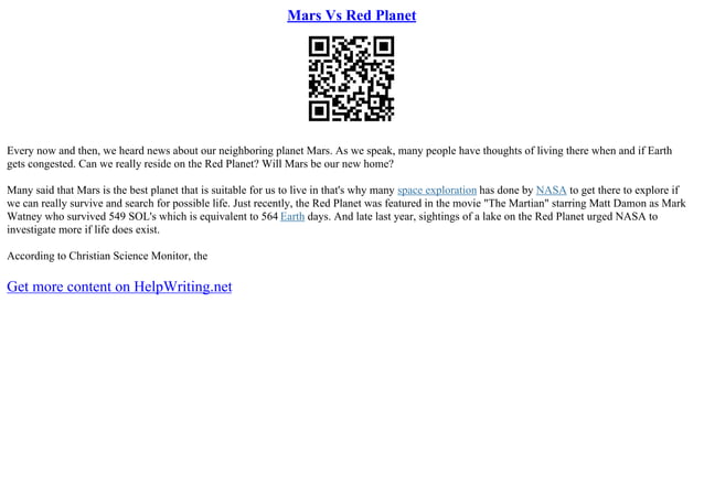 Essay About Life On Mars | PPT