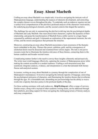 Essay About Macbeth | PDF