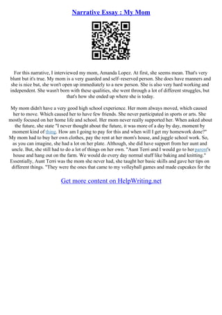 Essay About Mom | PDF | Parenting Children Aged 4-11 | Parenting