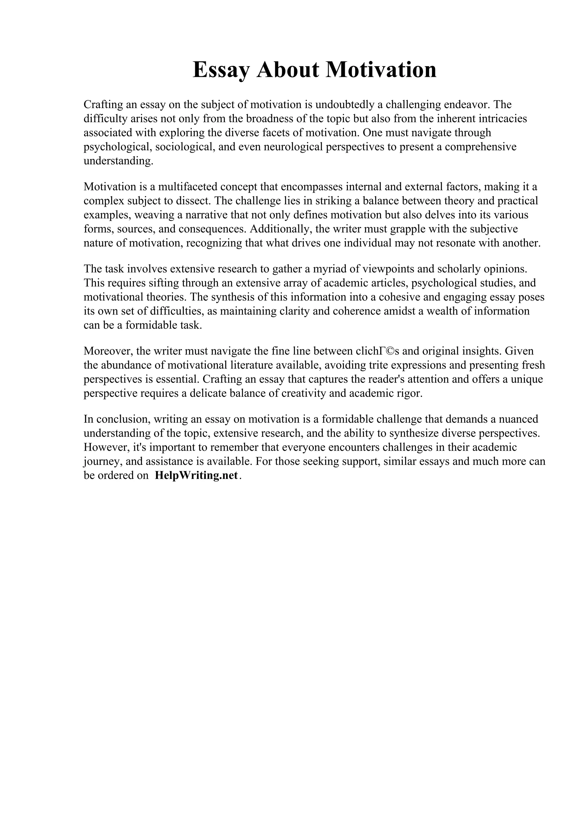 Essay About Motivation | PDF