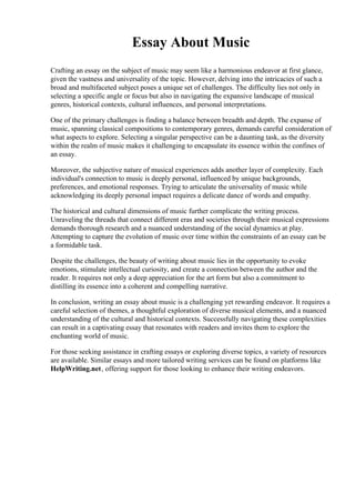 Essay About Music. Hondros College of Nursing | PDF