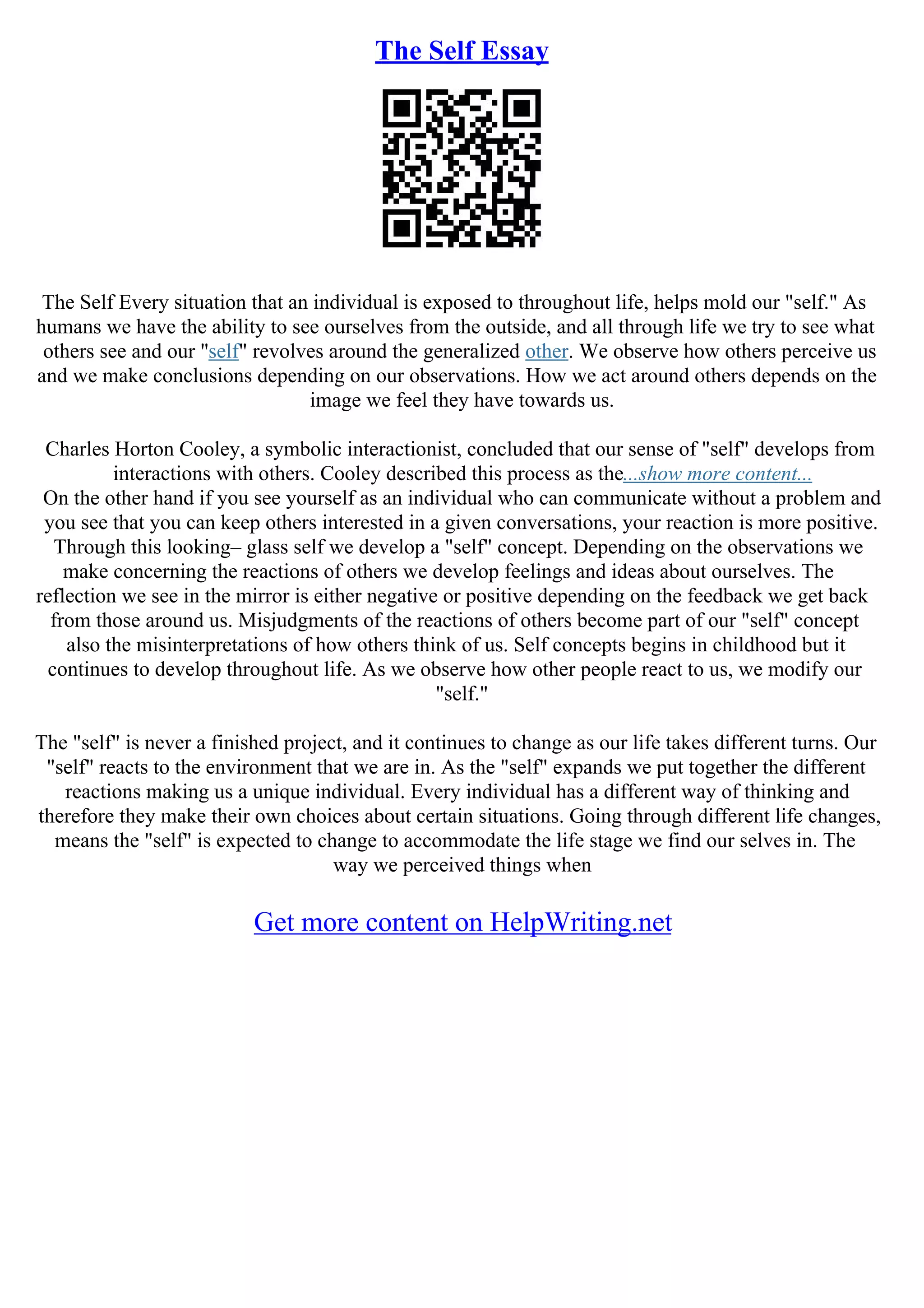 Essay About My Self | PDF