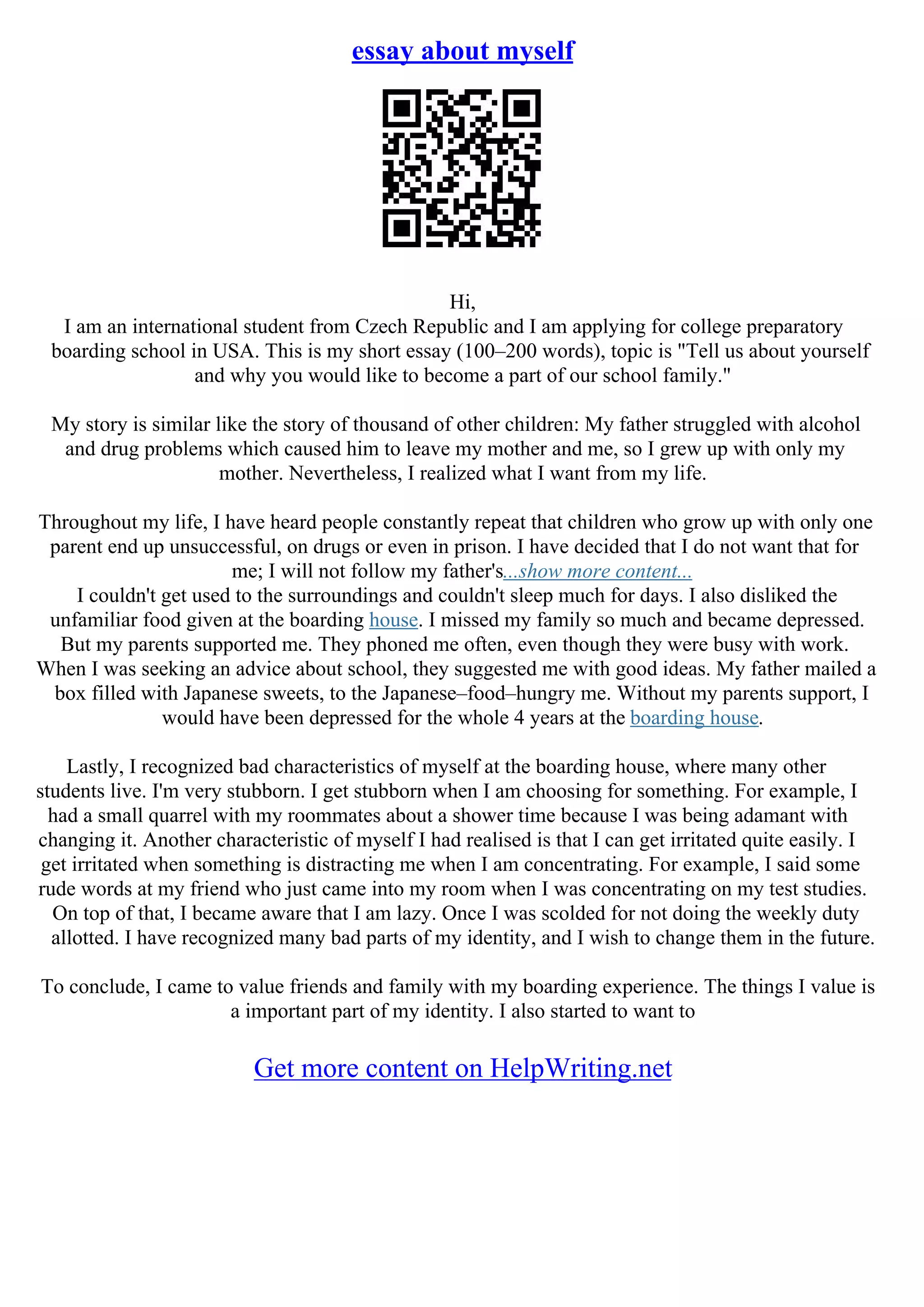 Essay About My Self | PDF