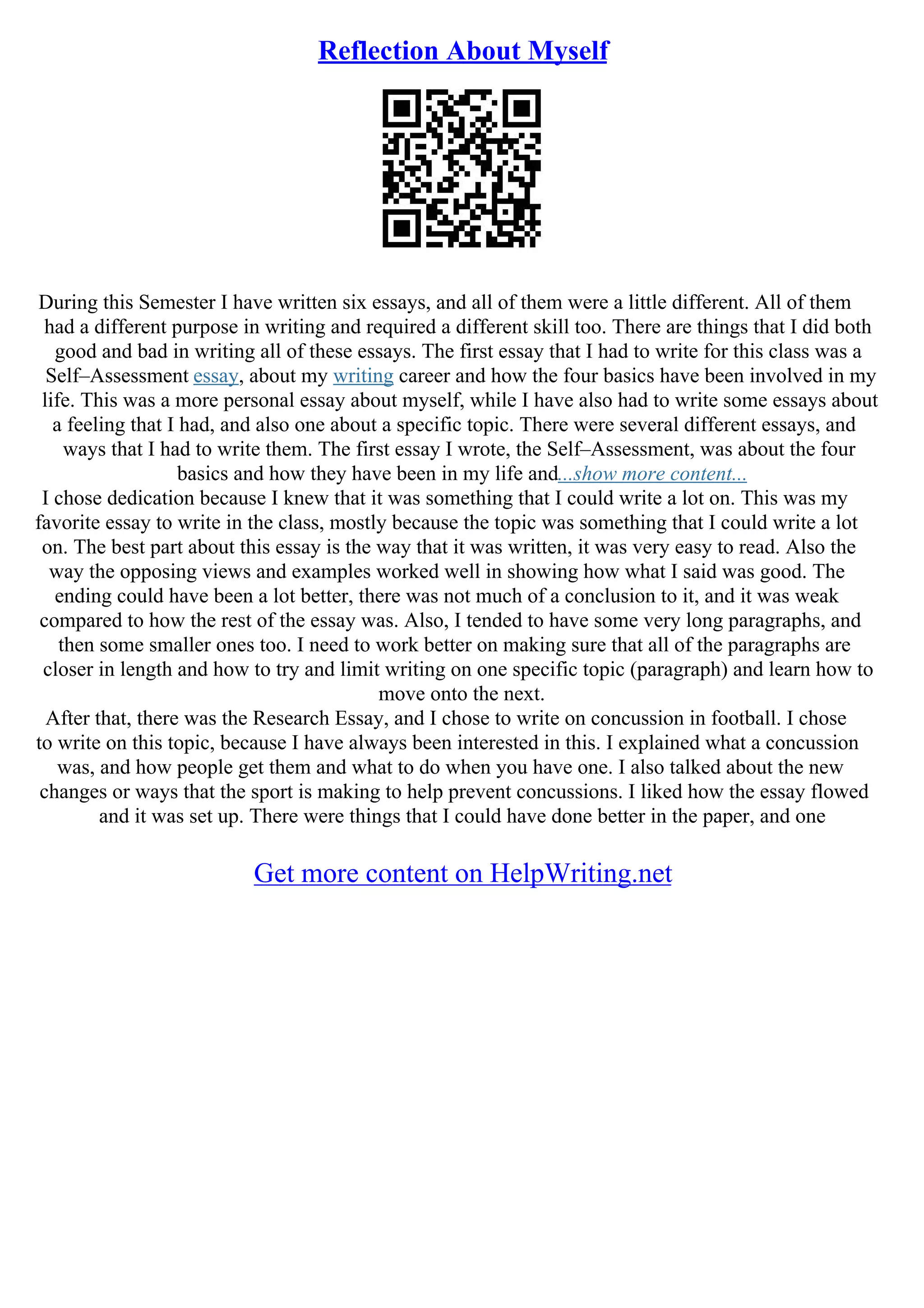 Essay About My Self | PDF