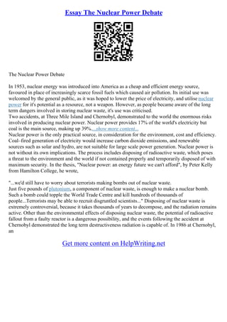 Essay About Nuclear Power | PDF