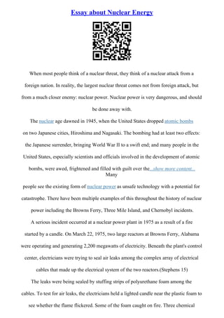Essay About Nuclear Power | PDF
