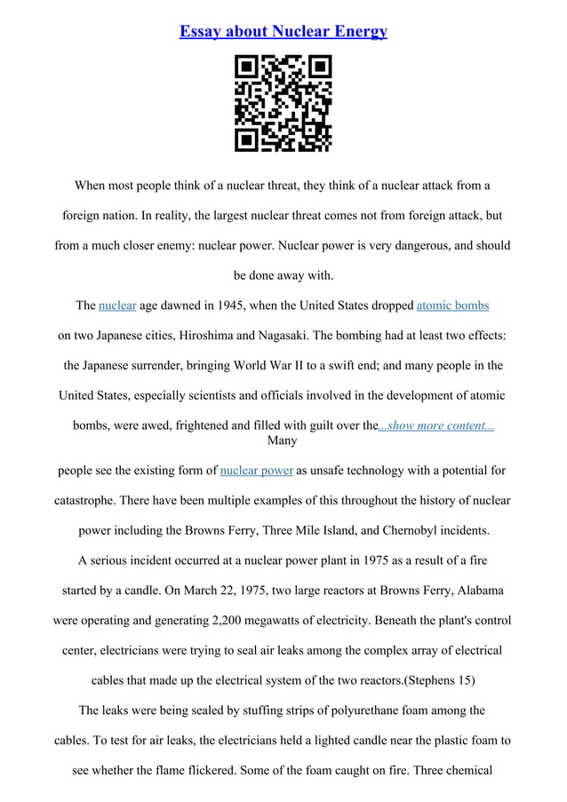 Essay About Nuclear Power | PDF | Power and Energy Industry | Industries
