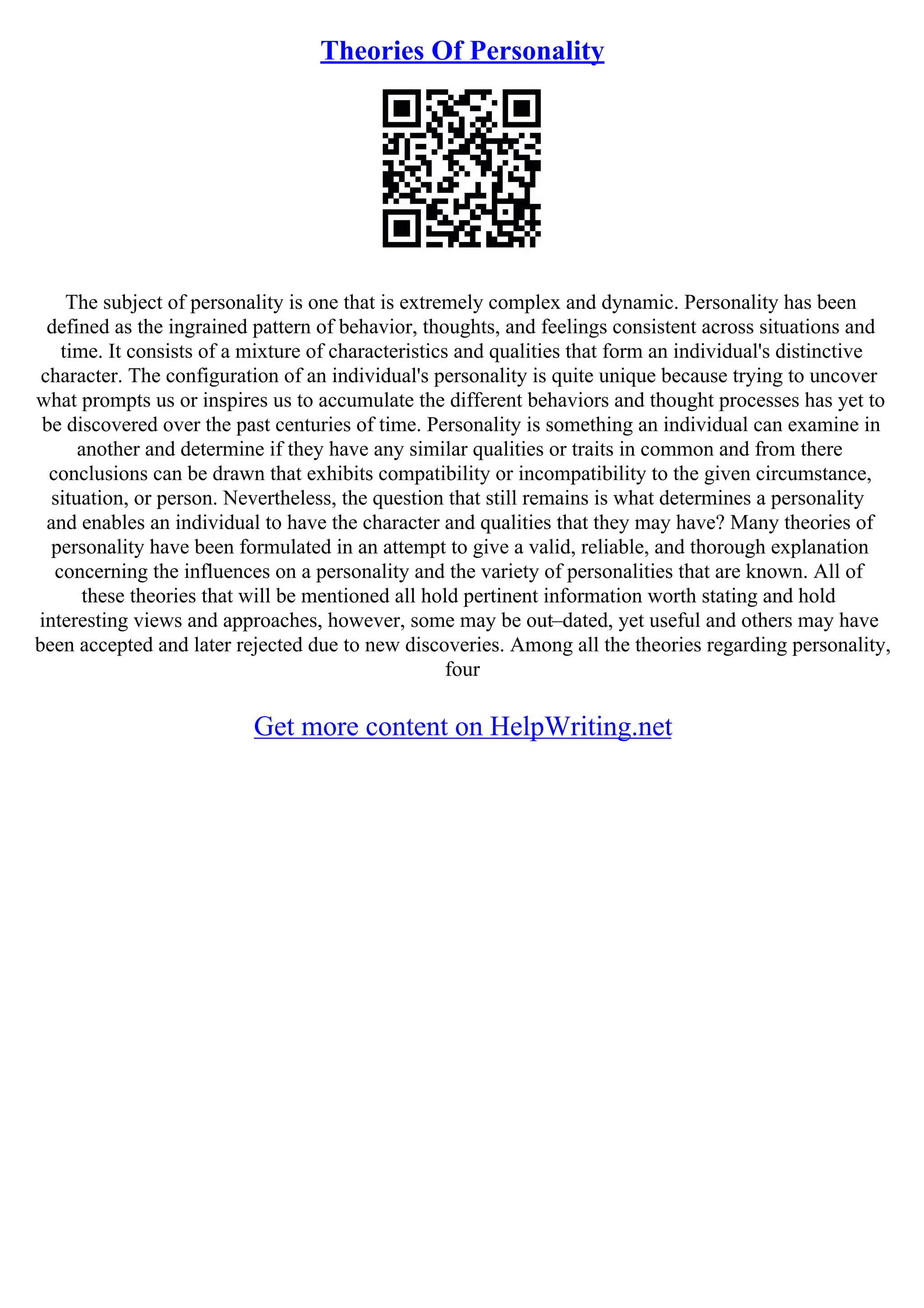 Essay About Personality | PDF