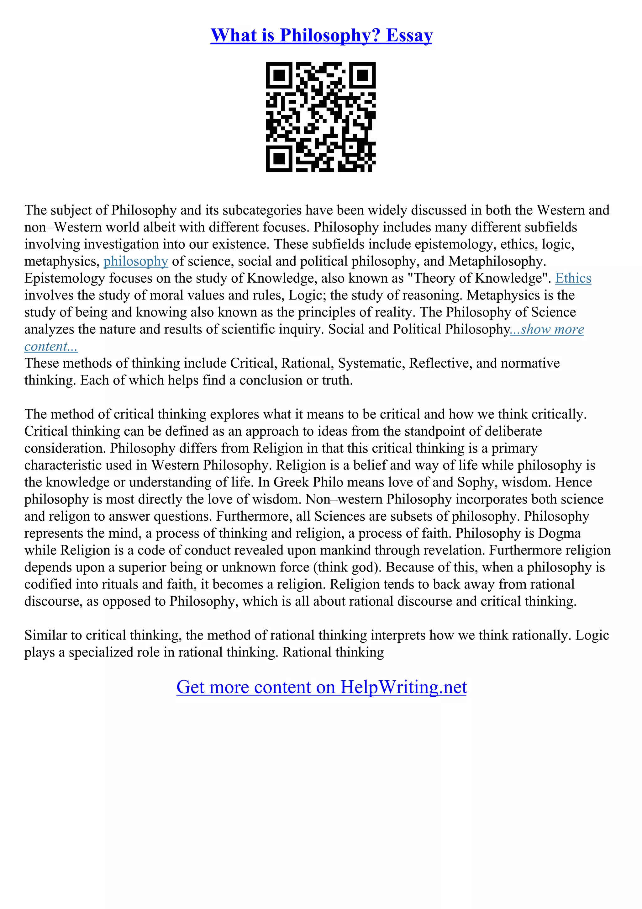 Essay About Philosophy | PDF